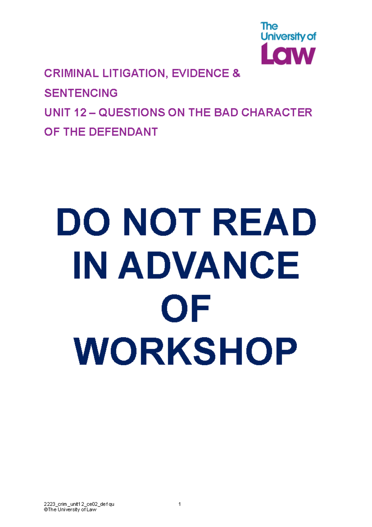 Defendant Bad Character - CRIMINAL LITIGATION, EVIDENCE & SENTENCING ...