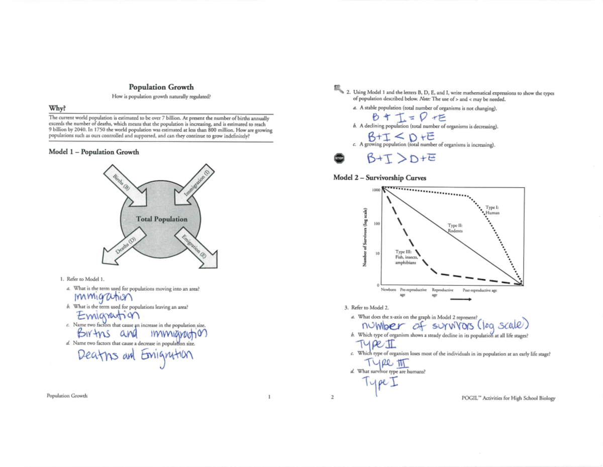 Population Growth POGIL Key: Insights and Analysis - Studocu