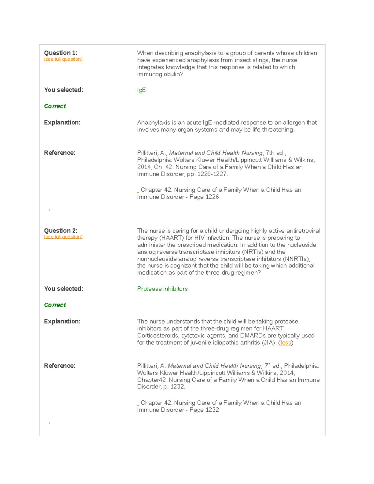 Nursing Care of Children with Immune Disorders: Exam Questions (NUR 342 ...