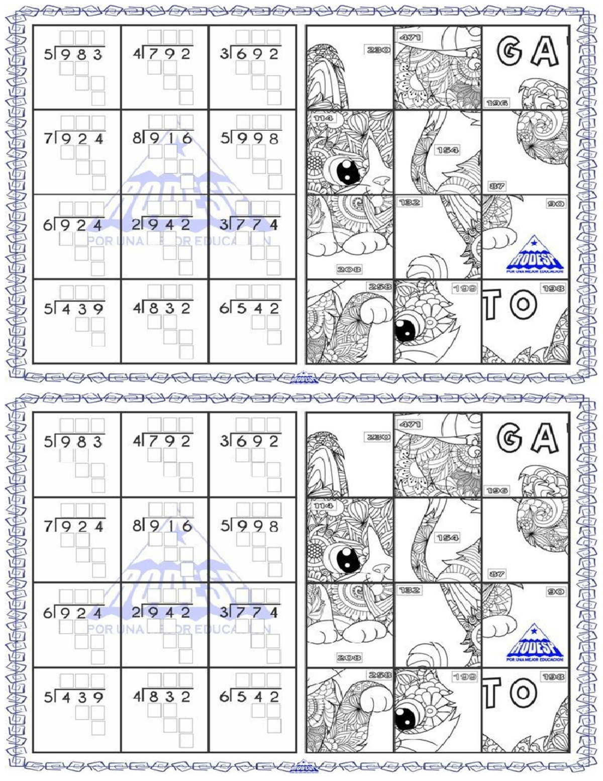 Actividades de Matemáticas 4° Grado - Rompecabezas de Divisiones - Studocu