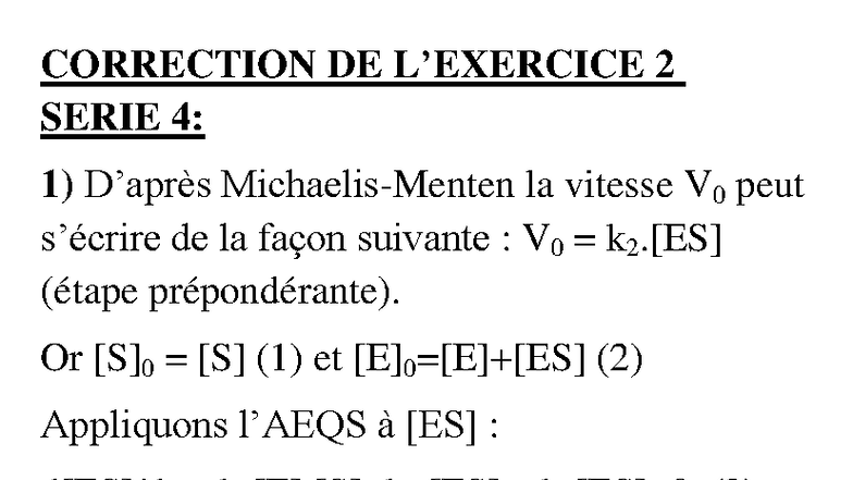 Correction de l'exercice 2 série 4 SMC S5 2020-2021 - CORRECTION DE L’EXERCICE 2 SERIE 4: 1) D ...