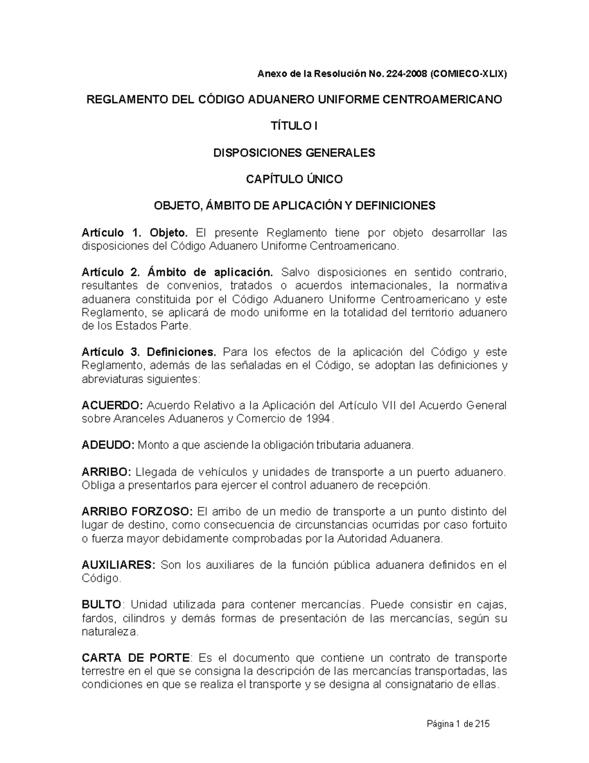 Reglamento del Código Aduanero Uniforme Centroamericano - Recauca IV - Studocu