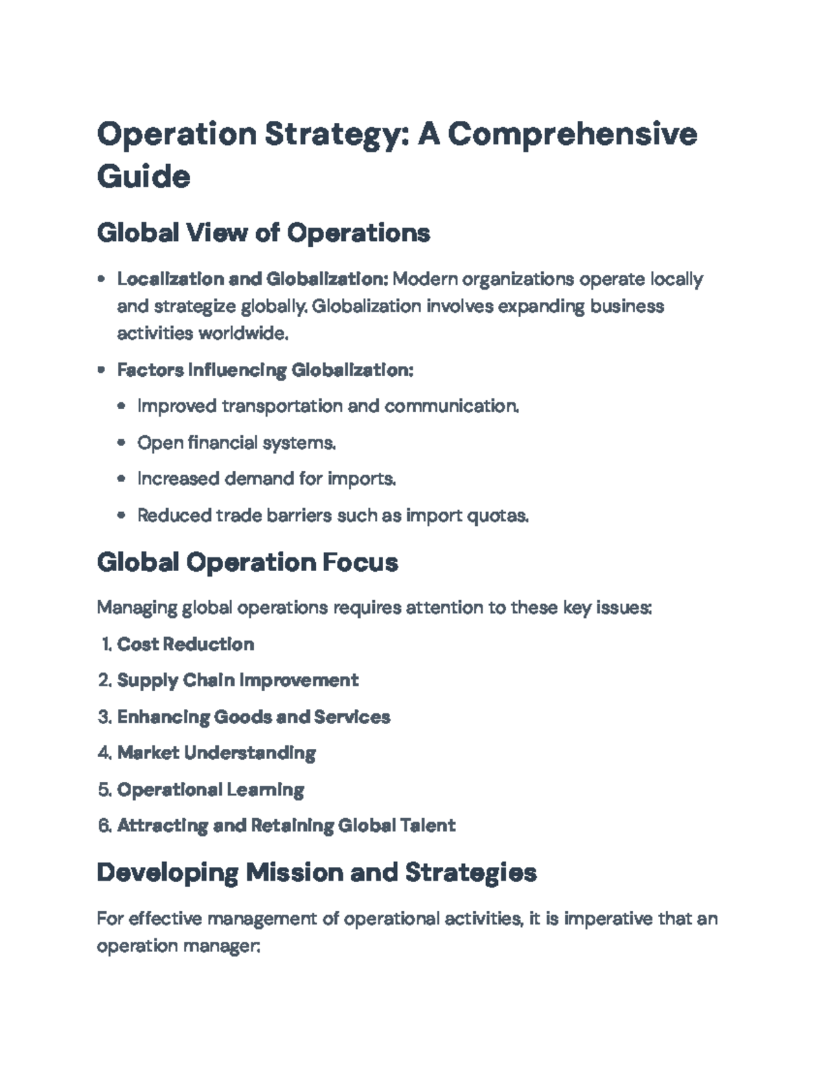 Operation Strategy: Comprehensive Guide on Global Operations Management ...