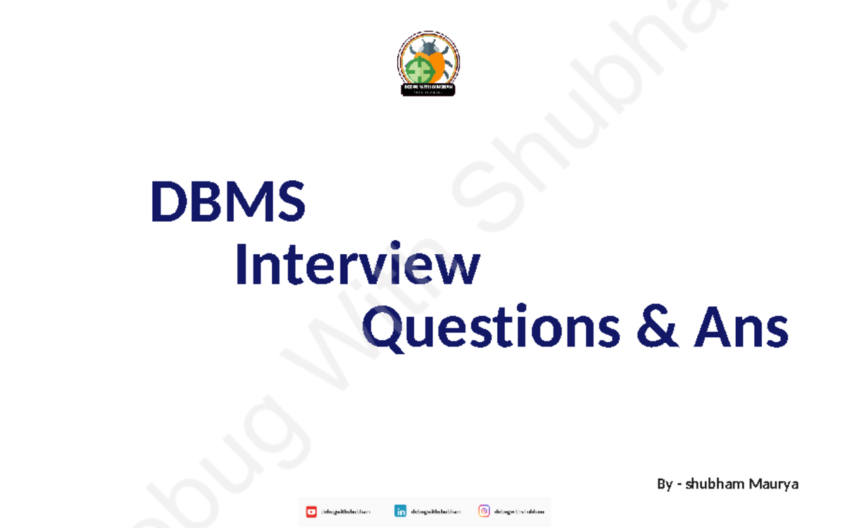 DBMS Interview Questions & Answers - Essential Guide - Studocu