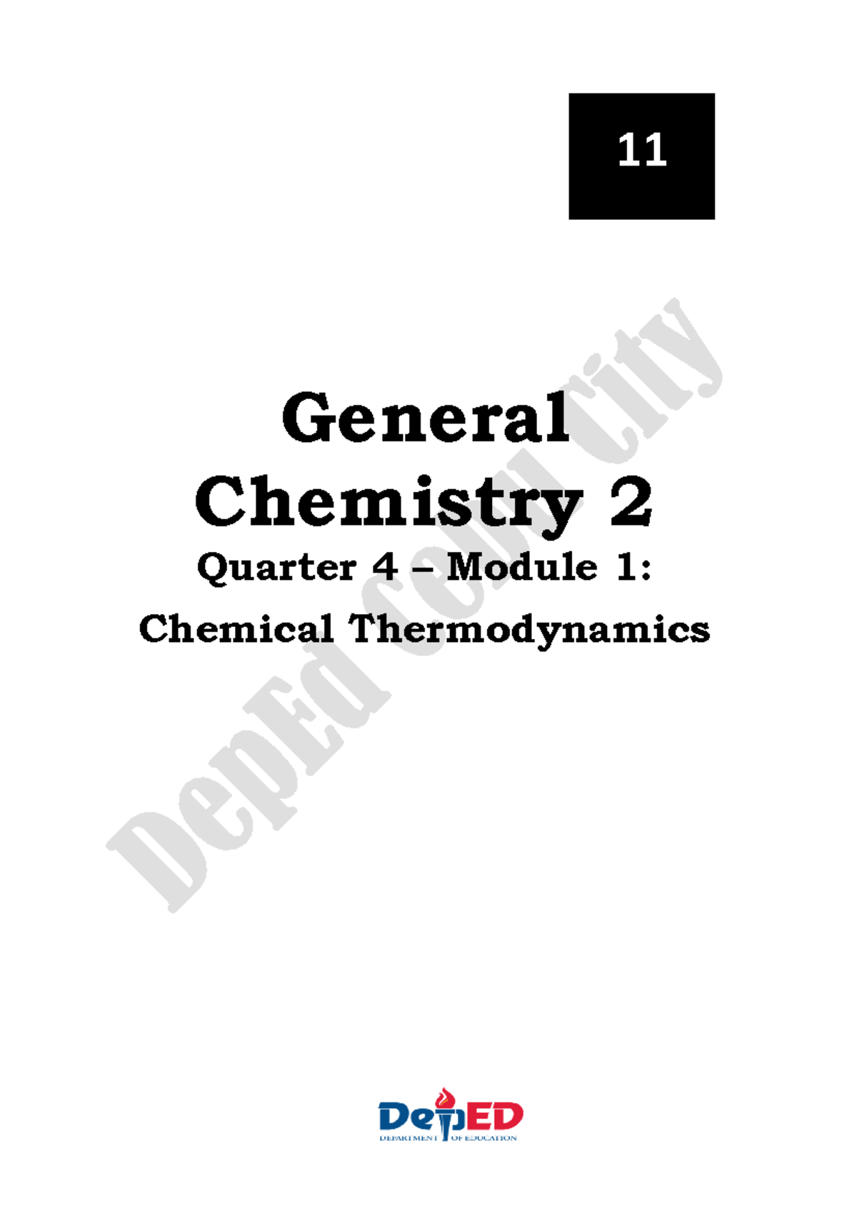 General Chemistry 2 (Chem 11) Q4 Mod 1: Chemical Thermodynamics - Studocu