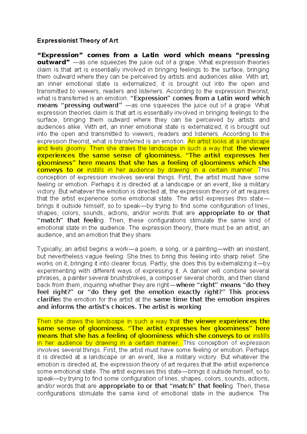 Expressionism - Theory & Techniques for ED - Studocu