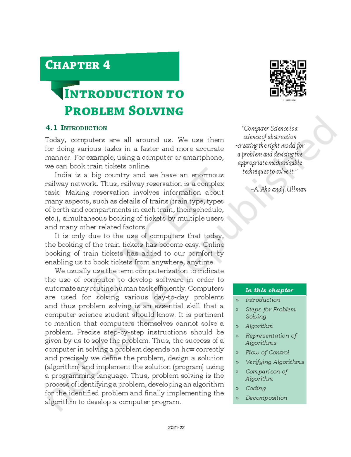 Chapter 4: Introduction to Problem Solving in Computer Science (CS101 ...