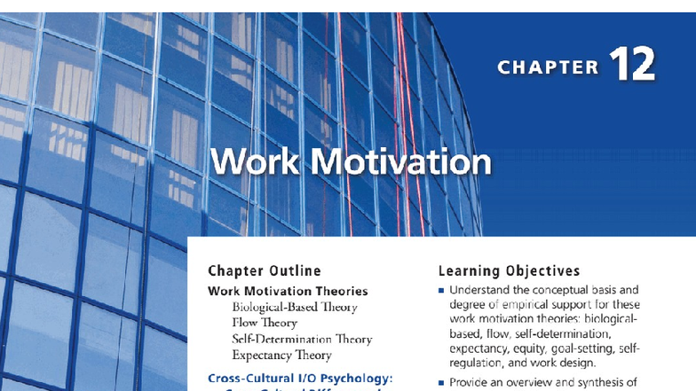 CHAPTER 12 Work Motivation: Theories and Applications in Psychology ...