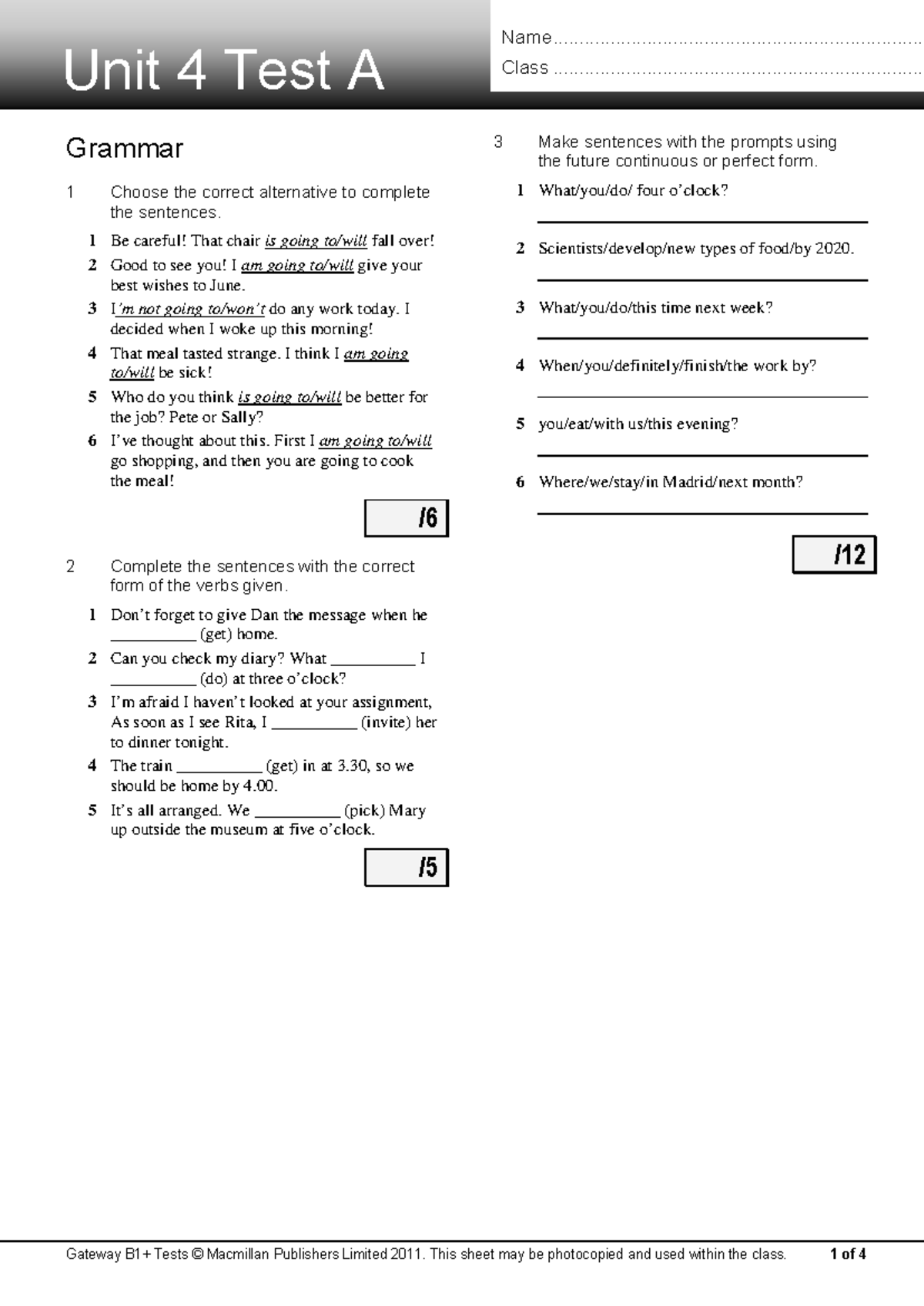 Unit 4 Test - Vocabulary and Grammar Practice for ESL Students - Studocu