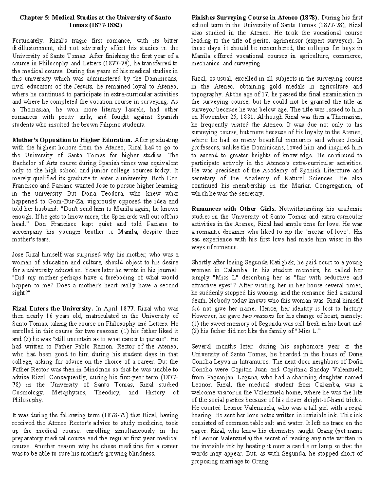 Rizal's Medical Studies at UST (1877-1882): A Journey Through Education ...