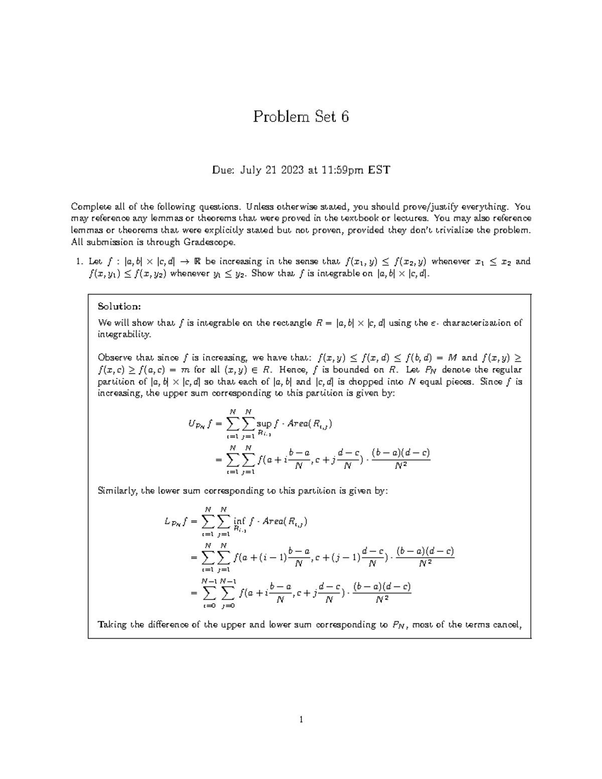 Problem Set 6 (Solutions) - Due July 21, 2023 - Studocu