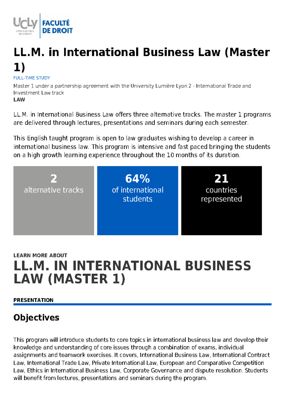 Formation llm in international business law master 1 - LL. in ...