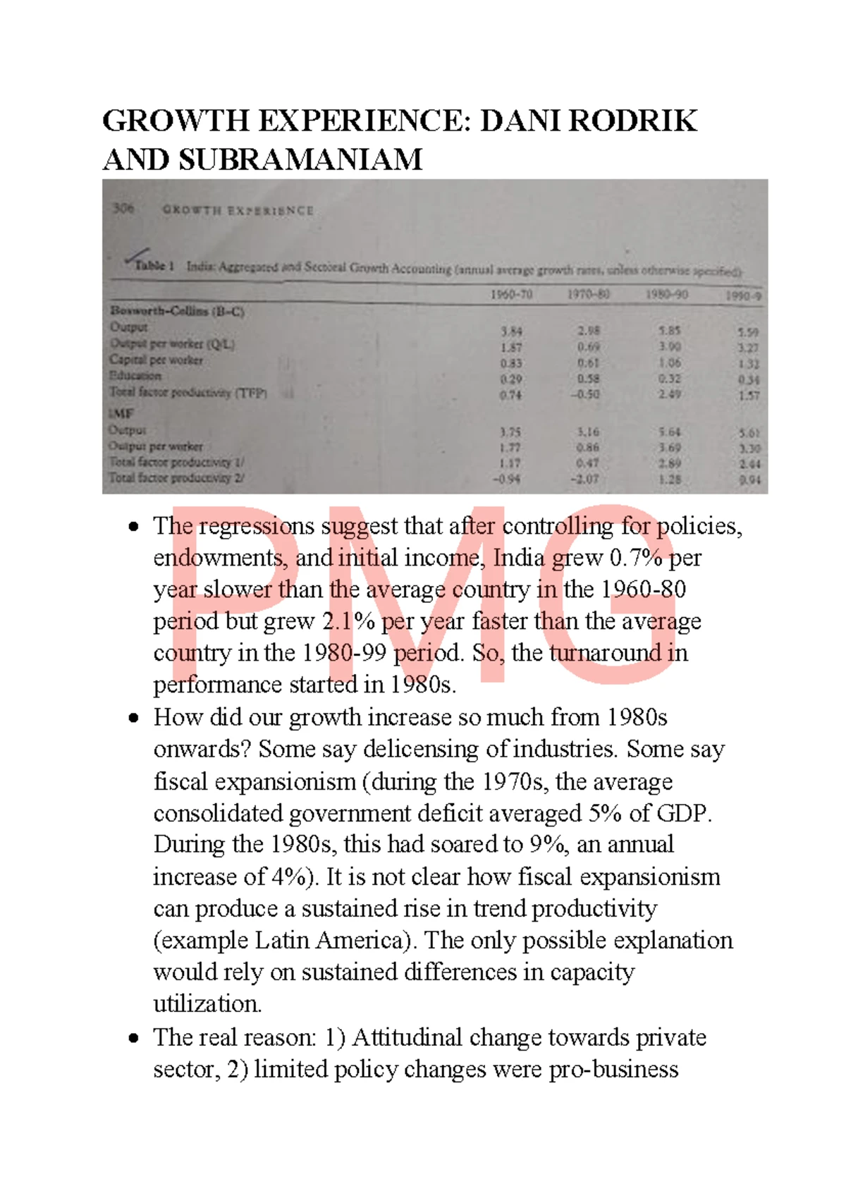 Class - 2 Indian Eco @ PMG - PMG 2) QUICK FACTS AND SUMMARY – VIJAY ...
