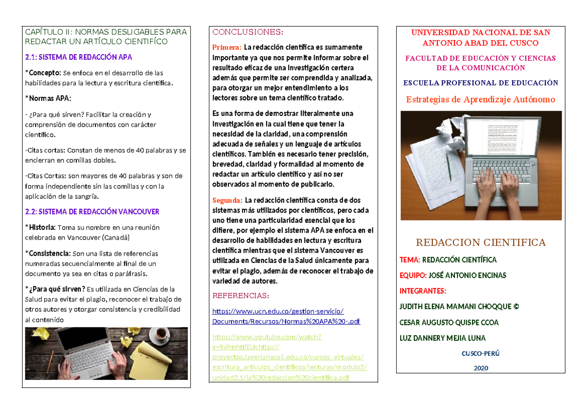 CAPÍTULO II: NORMAS DE REDACCIÓN CIENTÍFICA - APA Y VANCOUVER - Studocu