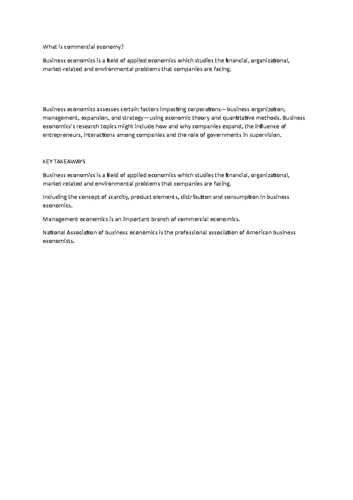 Commercial Economy Explained: Key Concepts & Business Economics - Studocu