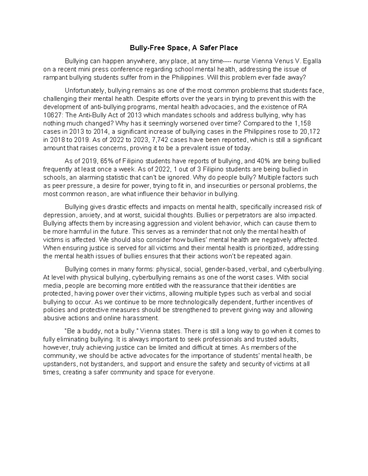 Bully - Bully-Free Space, A Safer Place Bullying can happen anywhere ...