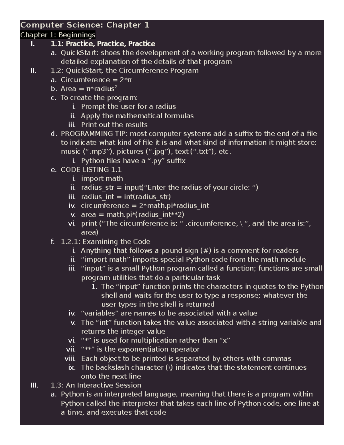Computer Science CS101 Chapter 1: Introduction to Programming Basics ...