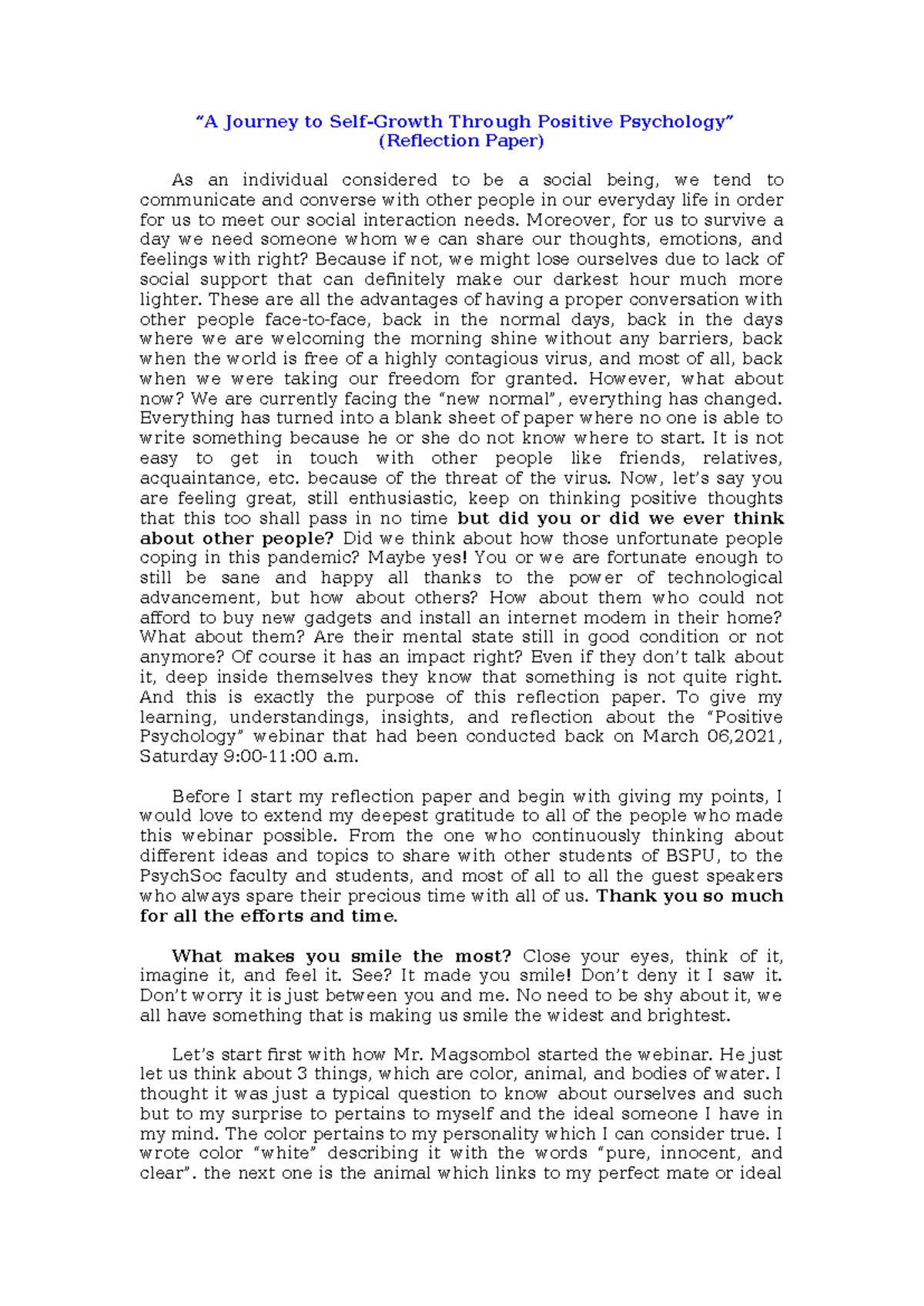 Positive Psychology - “A Journey to Self-Growth Through Positive ...