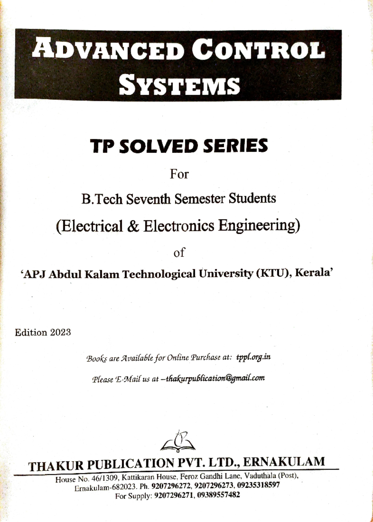 Acs Tp Solved Series Advanced Control Systemis Tp Solved Series For B Seventh Semester