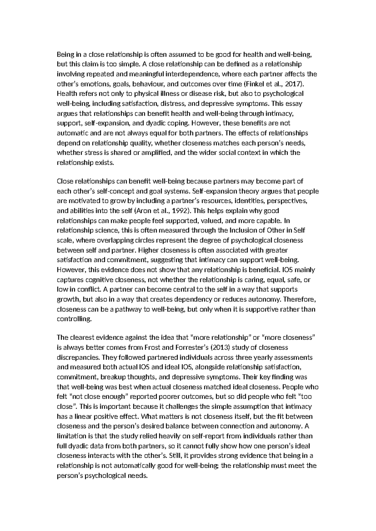 PSY 201: Week 4 Sample Essay on Relationship Health Dynamics - Studocu