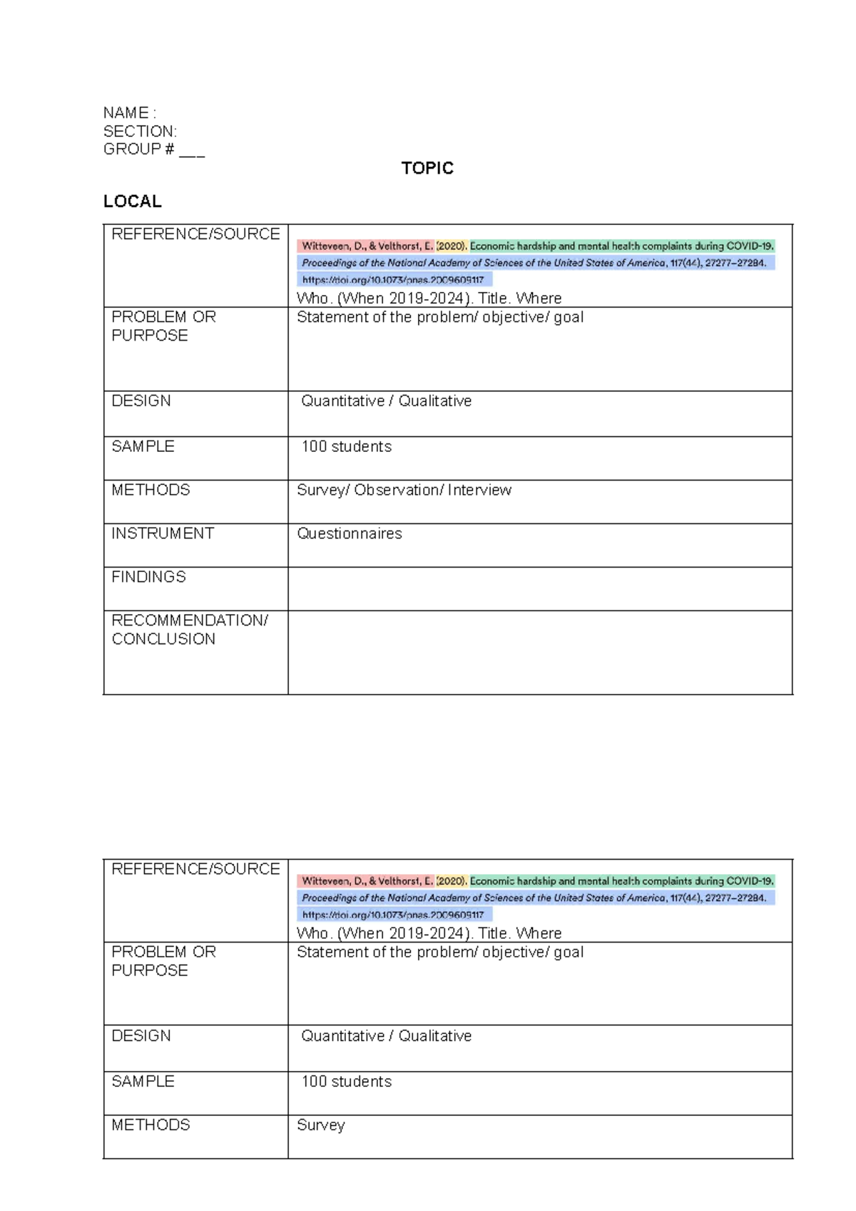 RRLS - Research Design Overview: Local Problem Analysis - Studocu