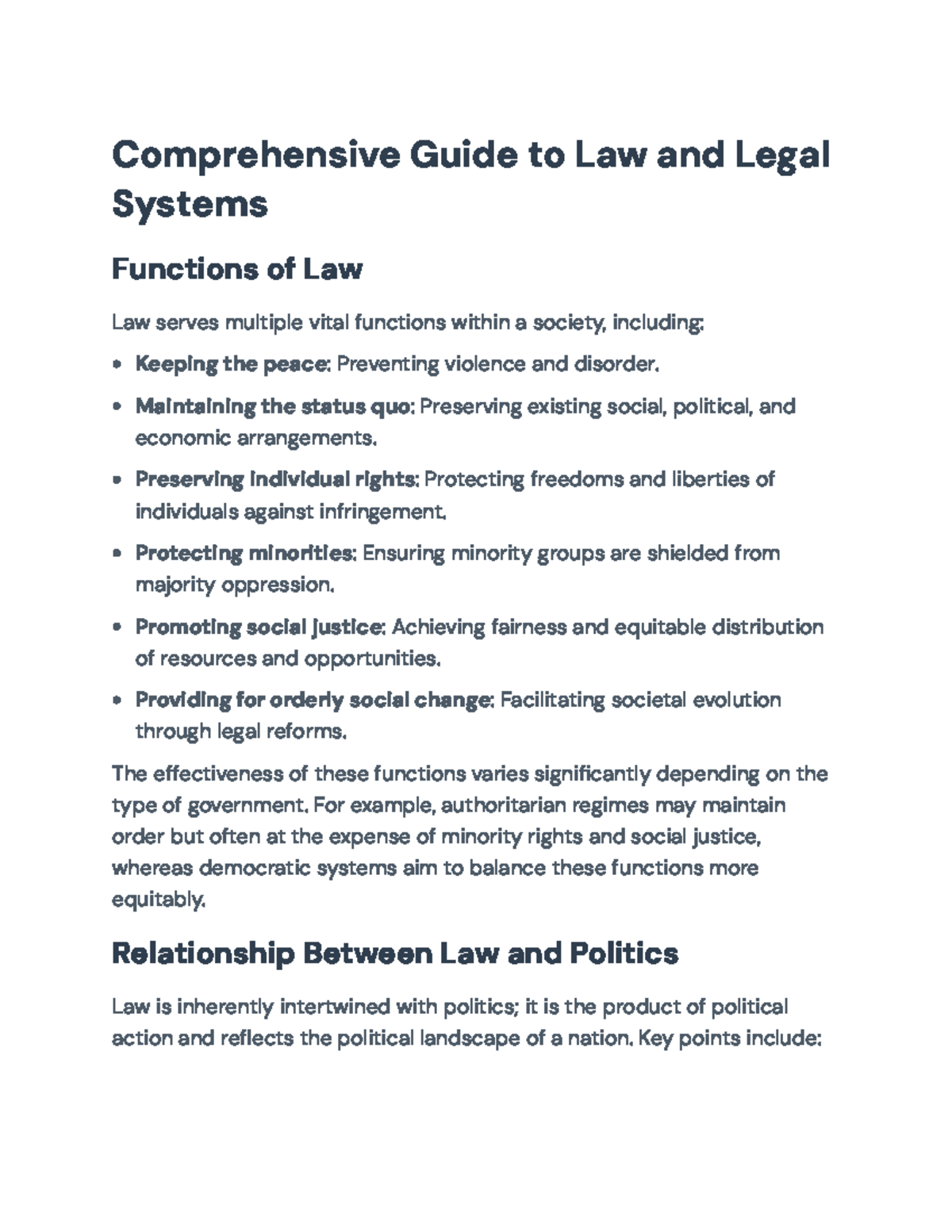 Comprehensive Overview of Legal Systems and Theories: Law 101 - Studocu