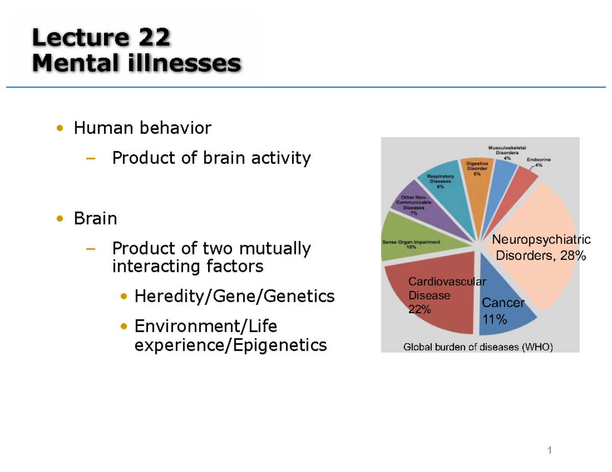 Lecture 22: Mental Illnesses & Brain Activity - Spring 26 Insights ...