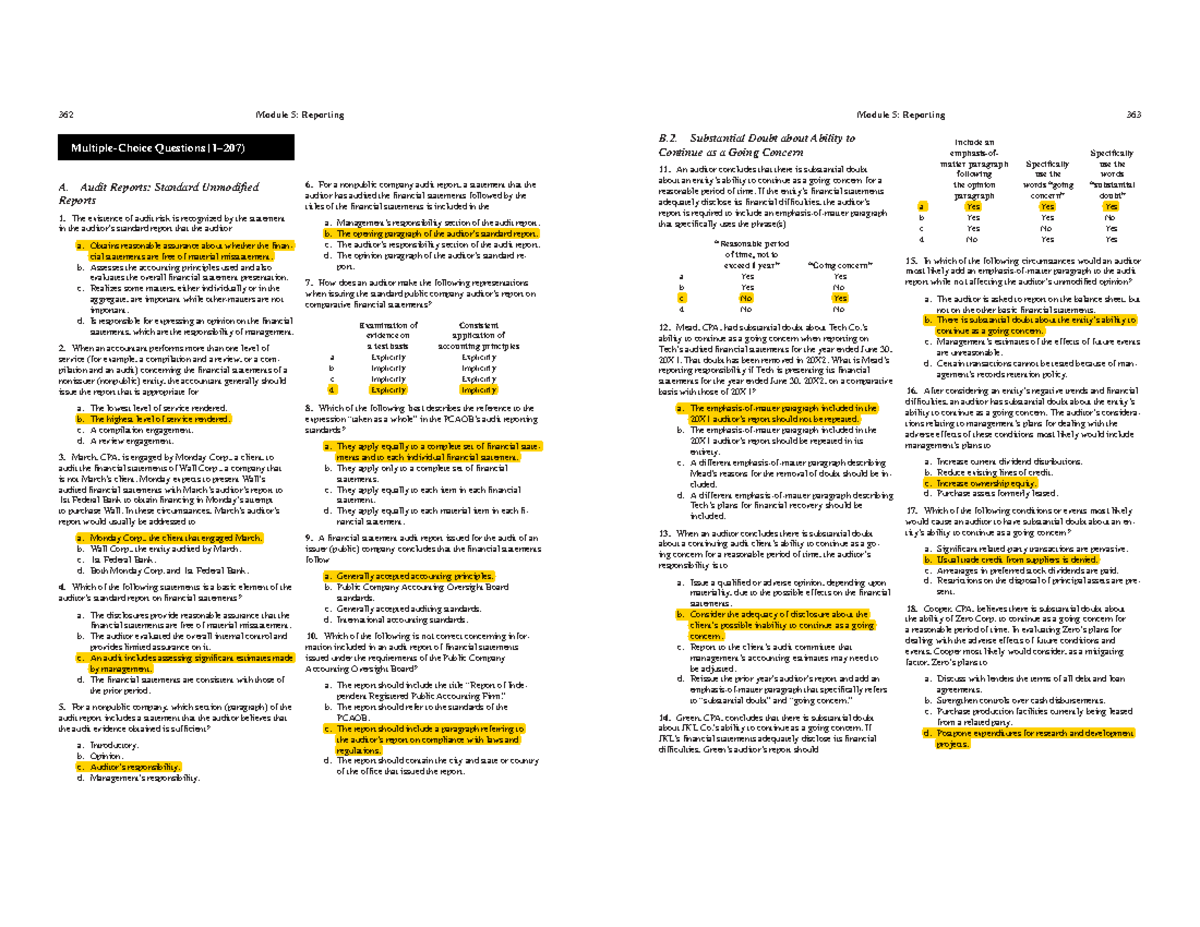 Module 5: Reporting 362 - Audit Reports and Going Concern ...