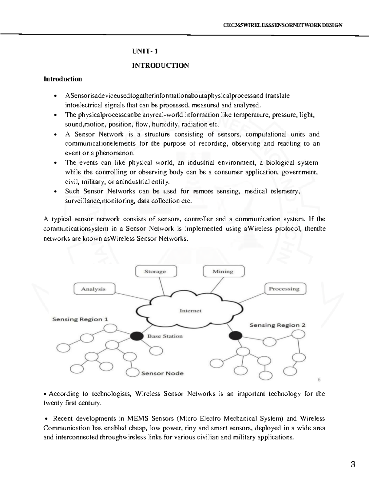 CEC365 Wireless Sensor Networks: Introduction and Architecture Overview - Studocu