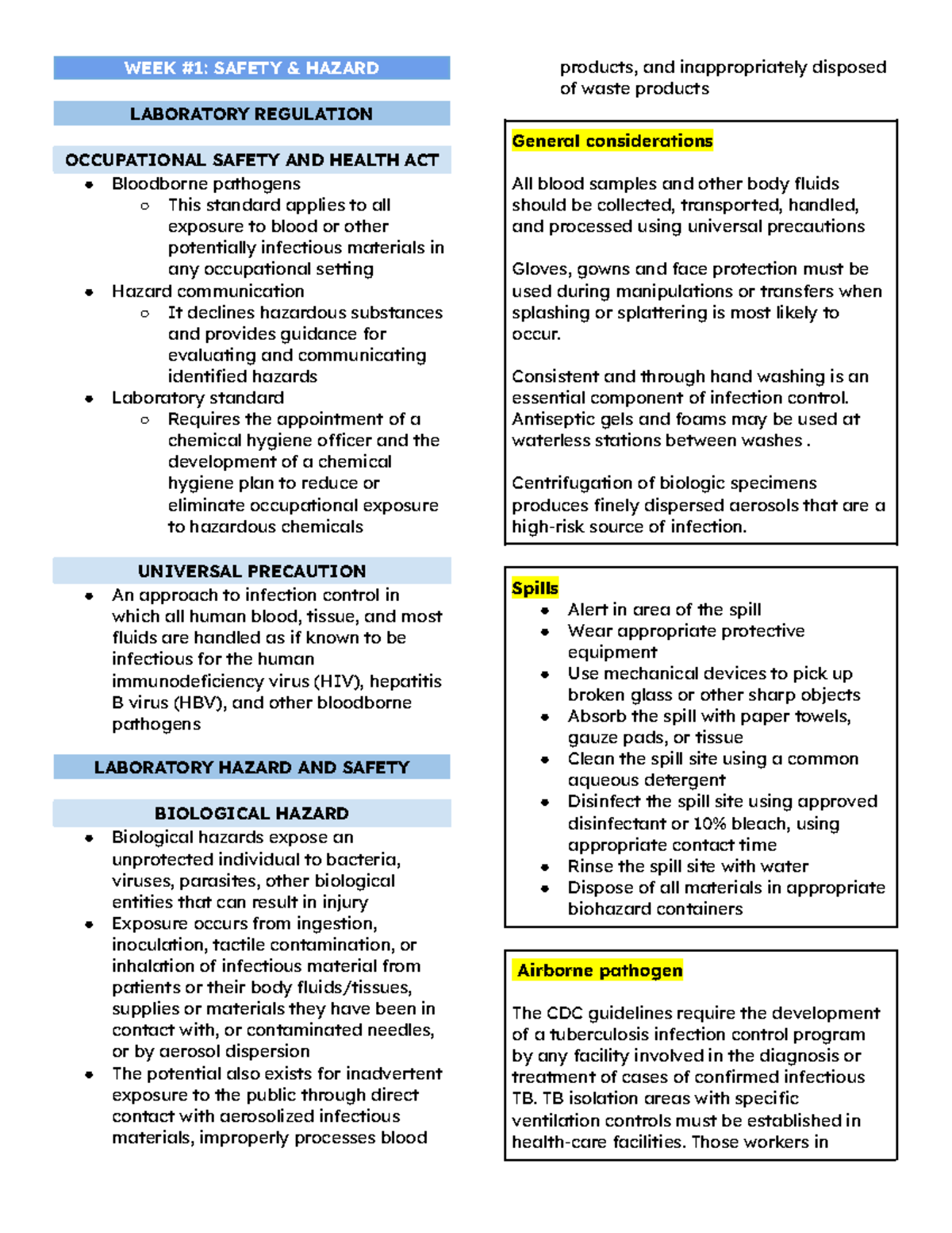 WEEK 2: LAB SAFETY & INFECTION CONTROL GUIDELINES - Studocu