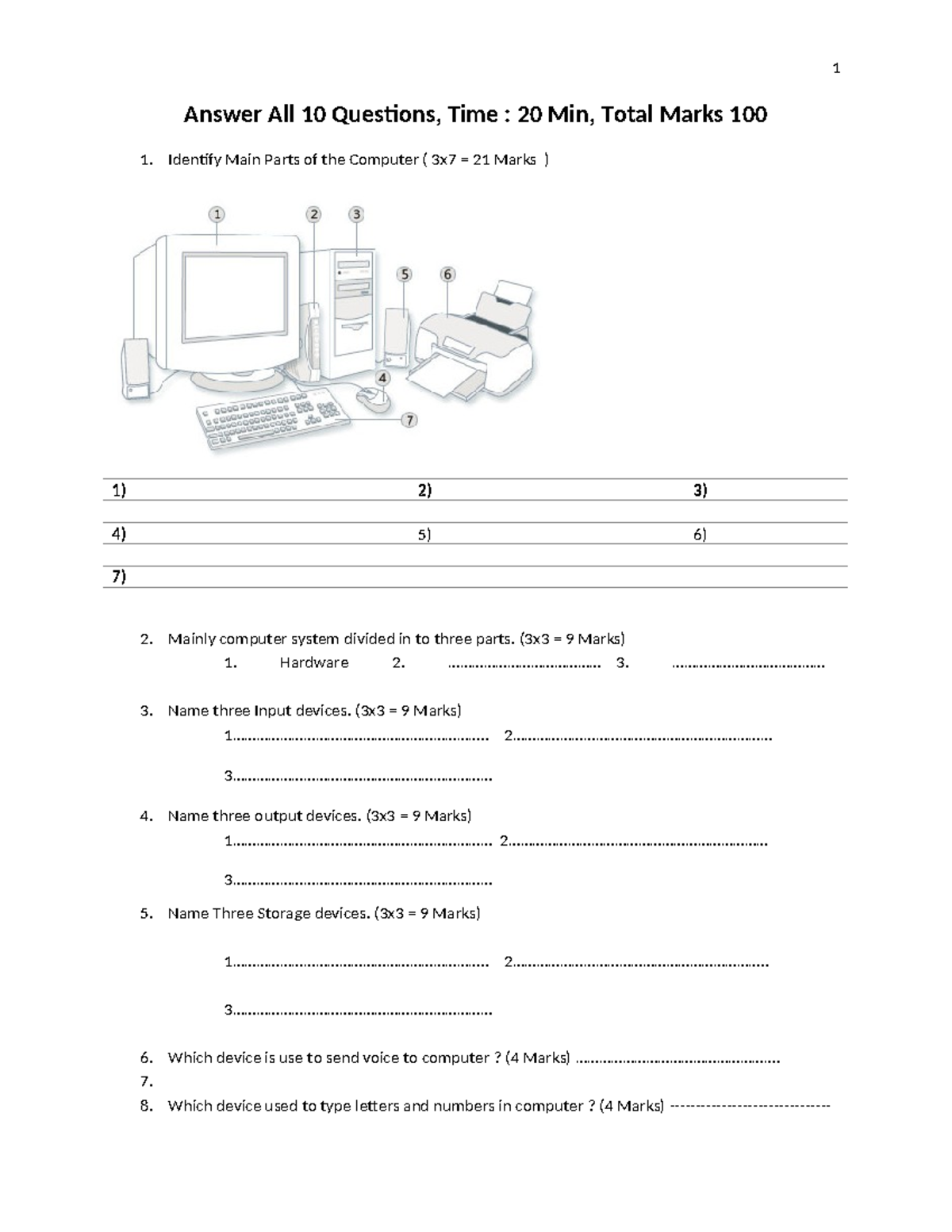 Grade 4 ICT Paper 1 - Test Questions and Marking Scheme - Studocu