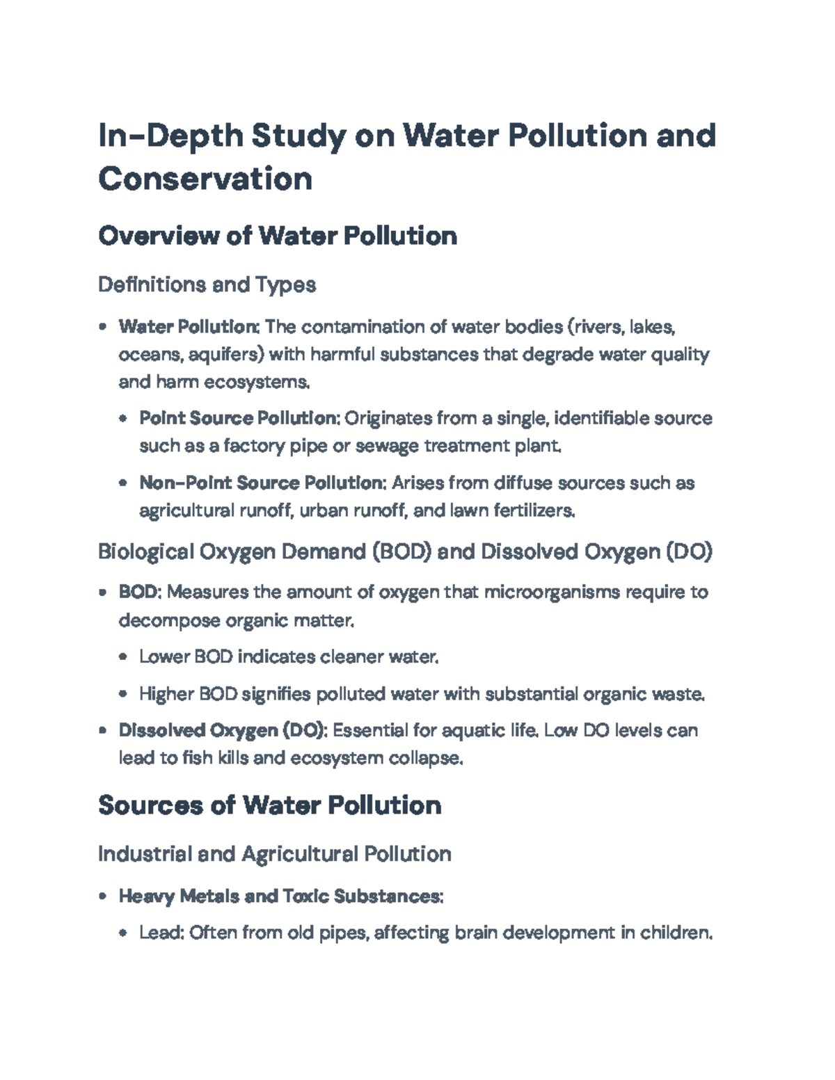 In-Depth Study on Water Pollution and Conservation Strategies - In ...