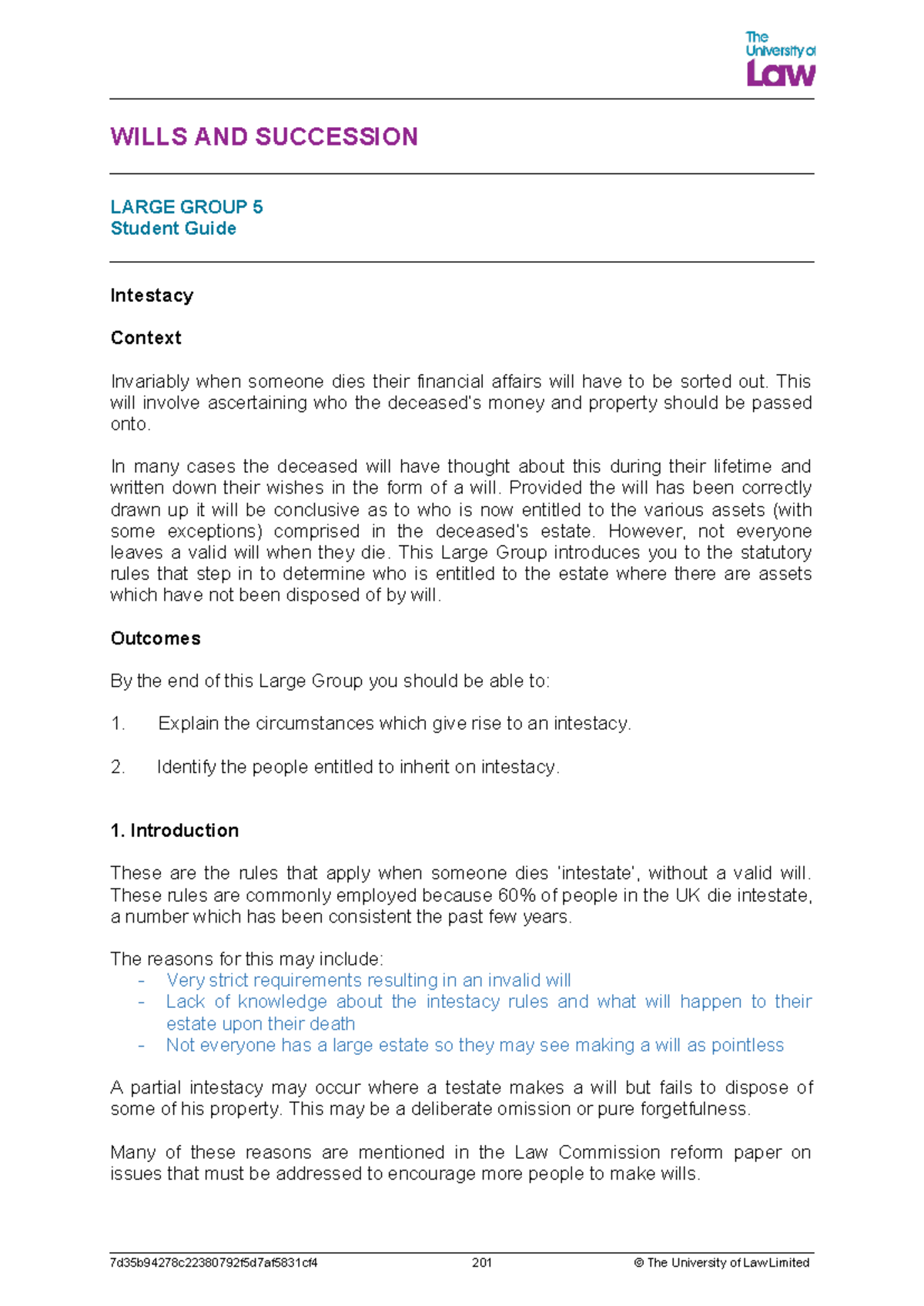 WILLS & SUCCESSION (W&S) Unit 5 - Intestacy Overview & Key Concepts ...