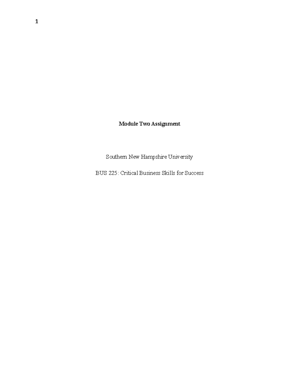 BUS 225 Module Two Assignment (online upload) - Module Two Assignment ...