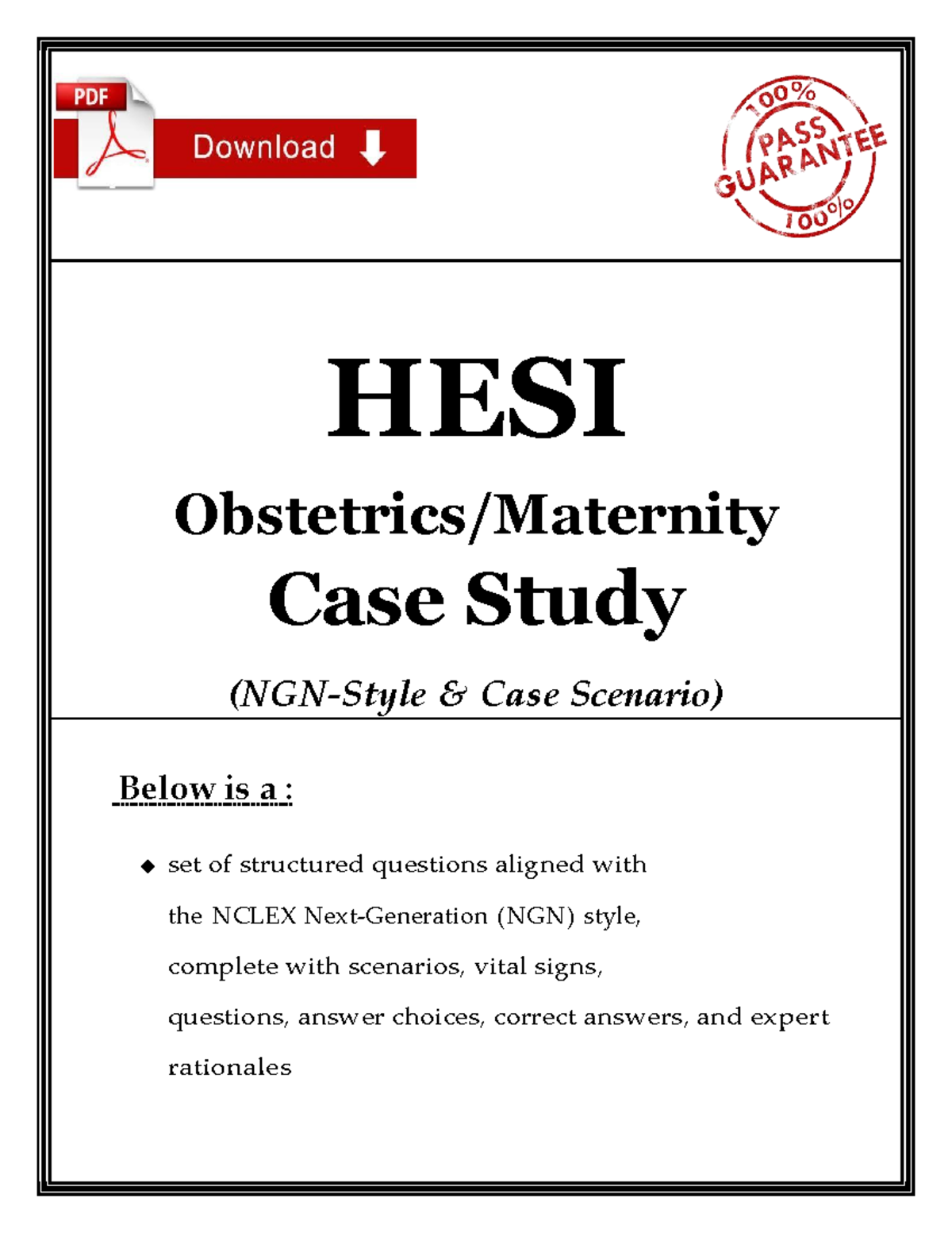 HESI OB Case Study: NCLEX-Style Scenarios and Expert Rationales - Studocu