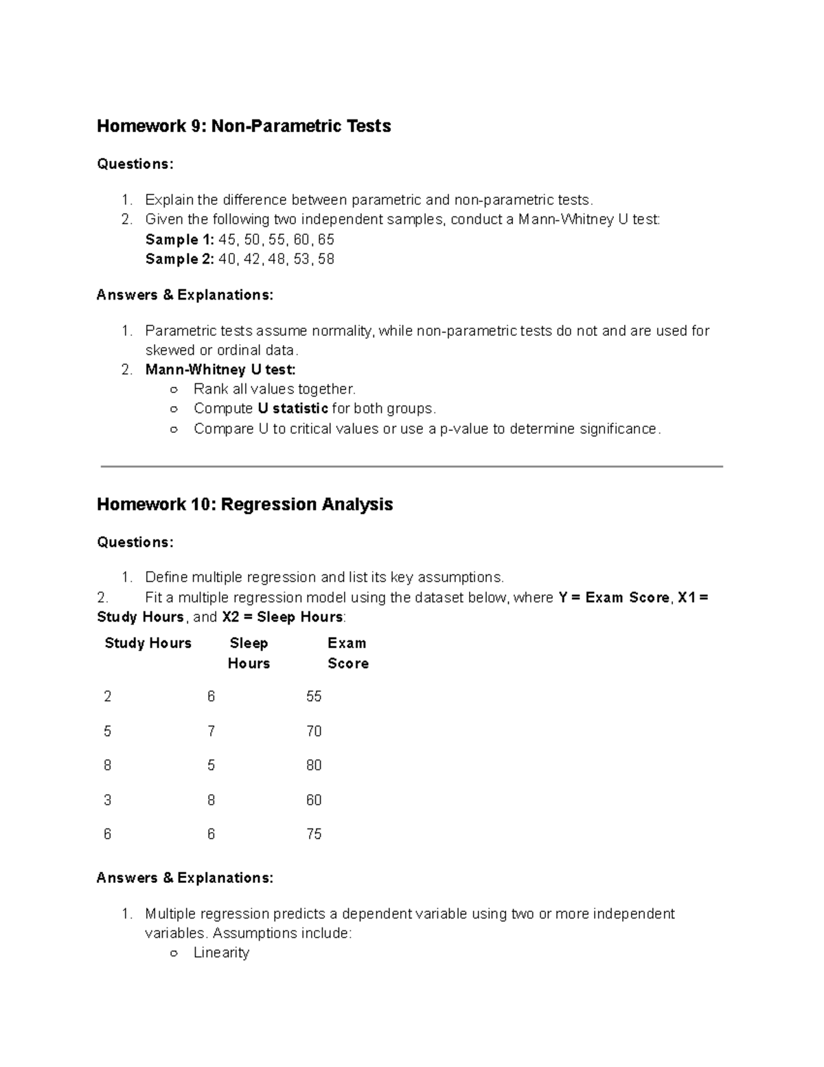 Homework 9 Non-Parametric Tests - Homework 9: Non-Parametric Tests ...