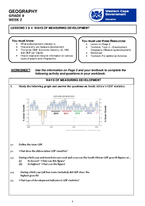 Document geography - Notes - Questions and Answers 1. The breakdown of ...