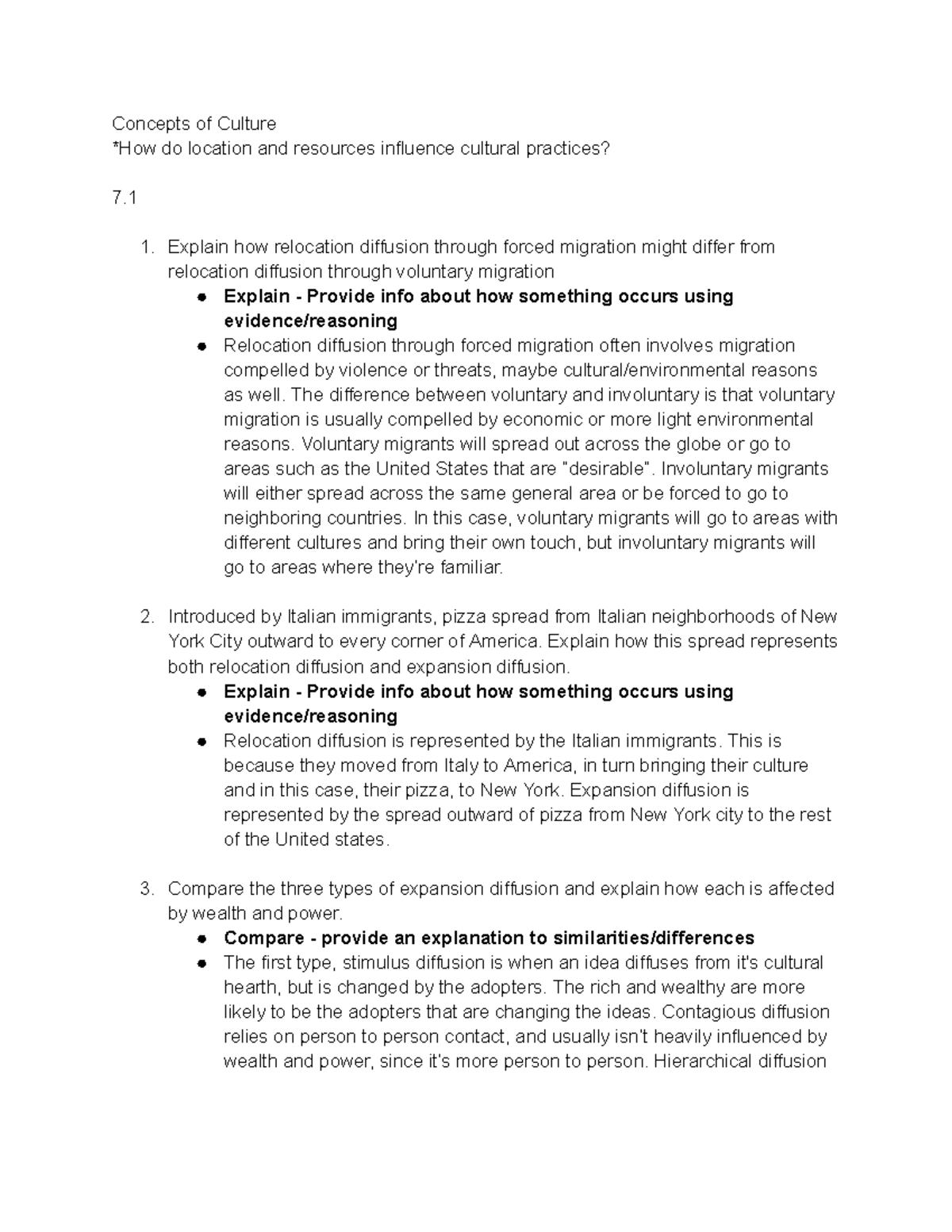 Chapter 7 APHG Culture: Diffusion & Influence Notes - Studocu