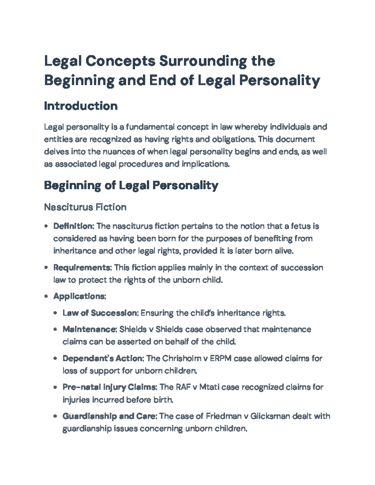 Legal Personality: Beginning and End - Concepts and Implications ...