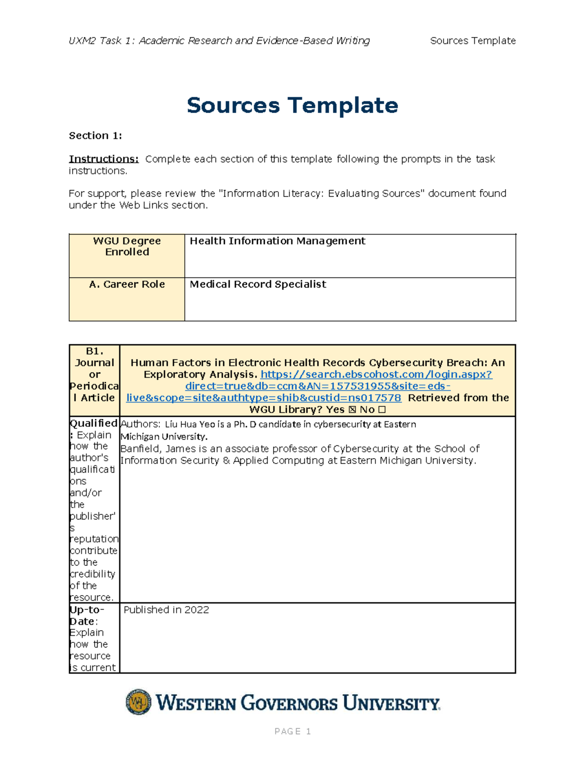WGU D389 Task 1: Evaluating Learning Strategies in Health Info ...