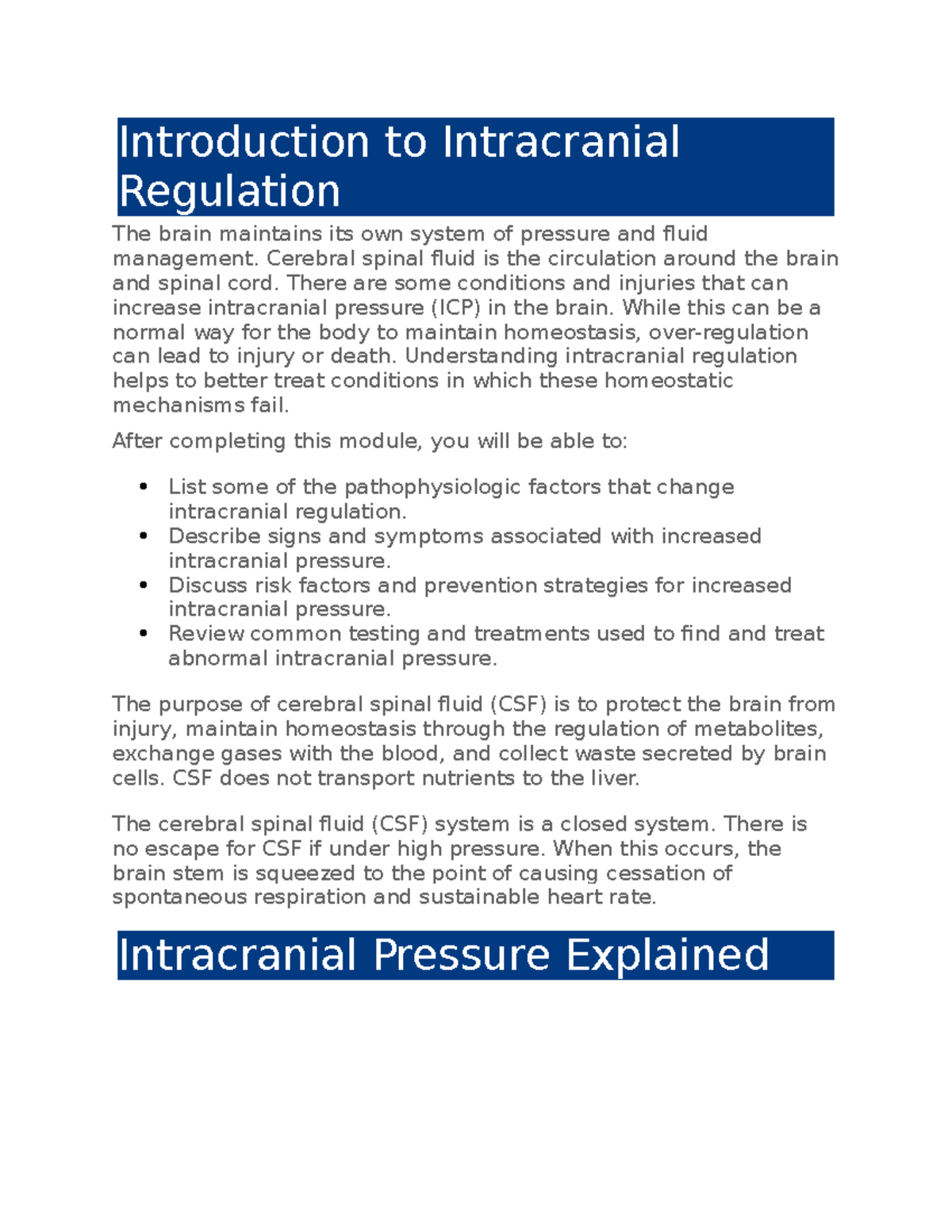 NR 283 - Unit 3 Study Guide: Understanding Intracranial Regulation ...