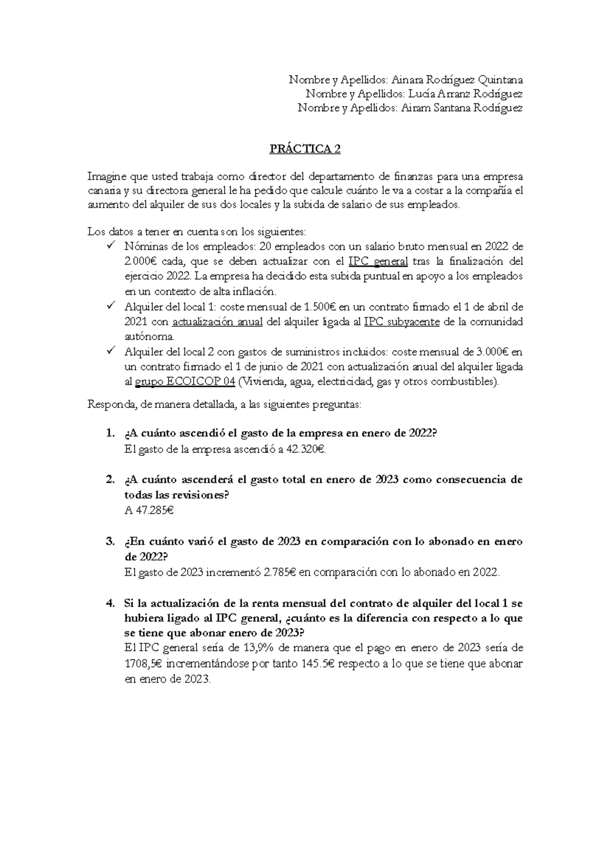 Práctica 2 - Cálculo de Costos de Alquiler y Sueldos - Studocu