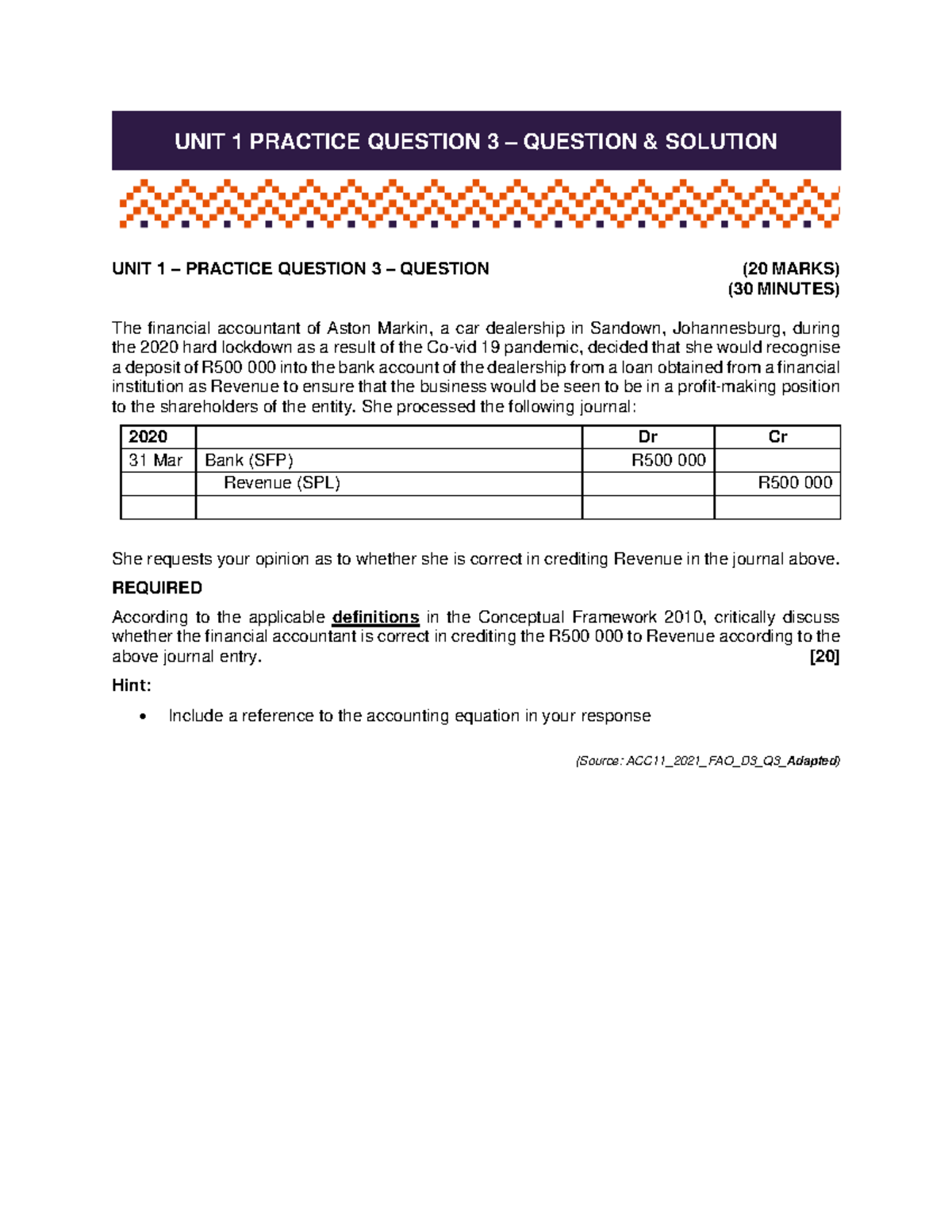 ACC11 Unit 1 Practice Question 3 Solution: Revenue Recognition Analysis ...