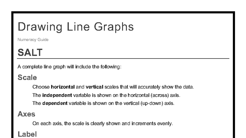 SALT Numeracy Guide: Drawing Effective Line Graphs - Studocu