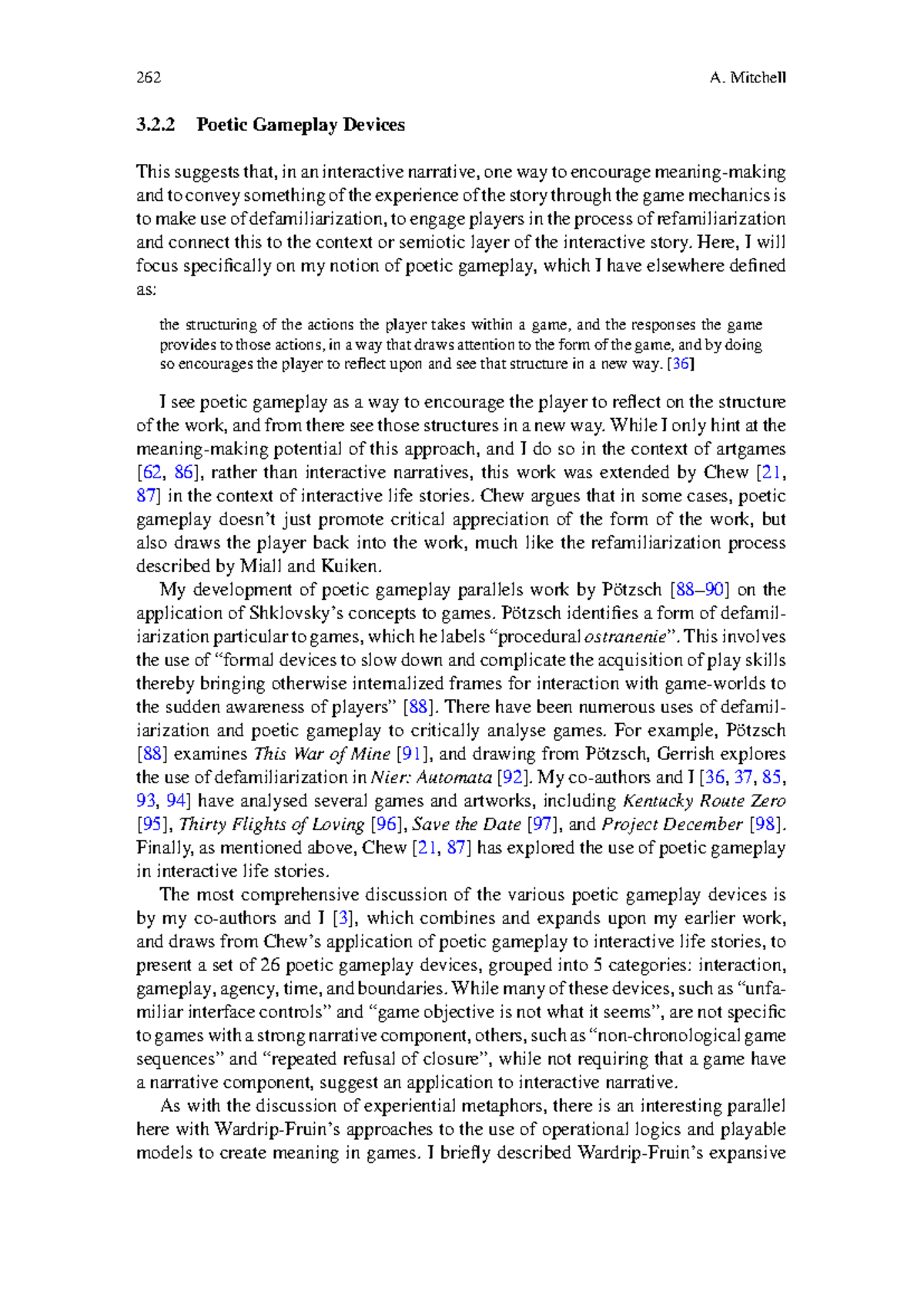 Poetic Gameplay Devices in Interactive Narratives and Games (54) - Studocu