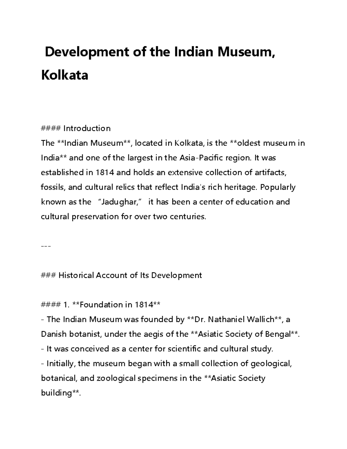 Indian Museum Development Analysis: Kolkata Heritage & Growth - Studocu