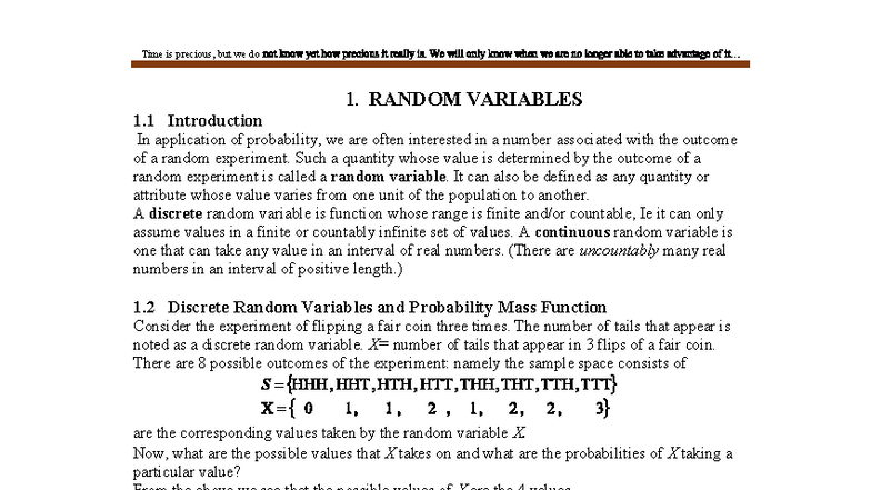 AMS 202 Lecture Notes: Understanding Random Variables and Distributions ...