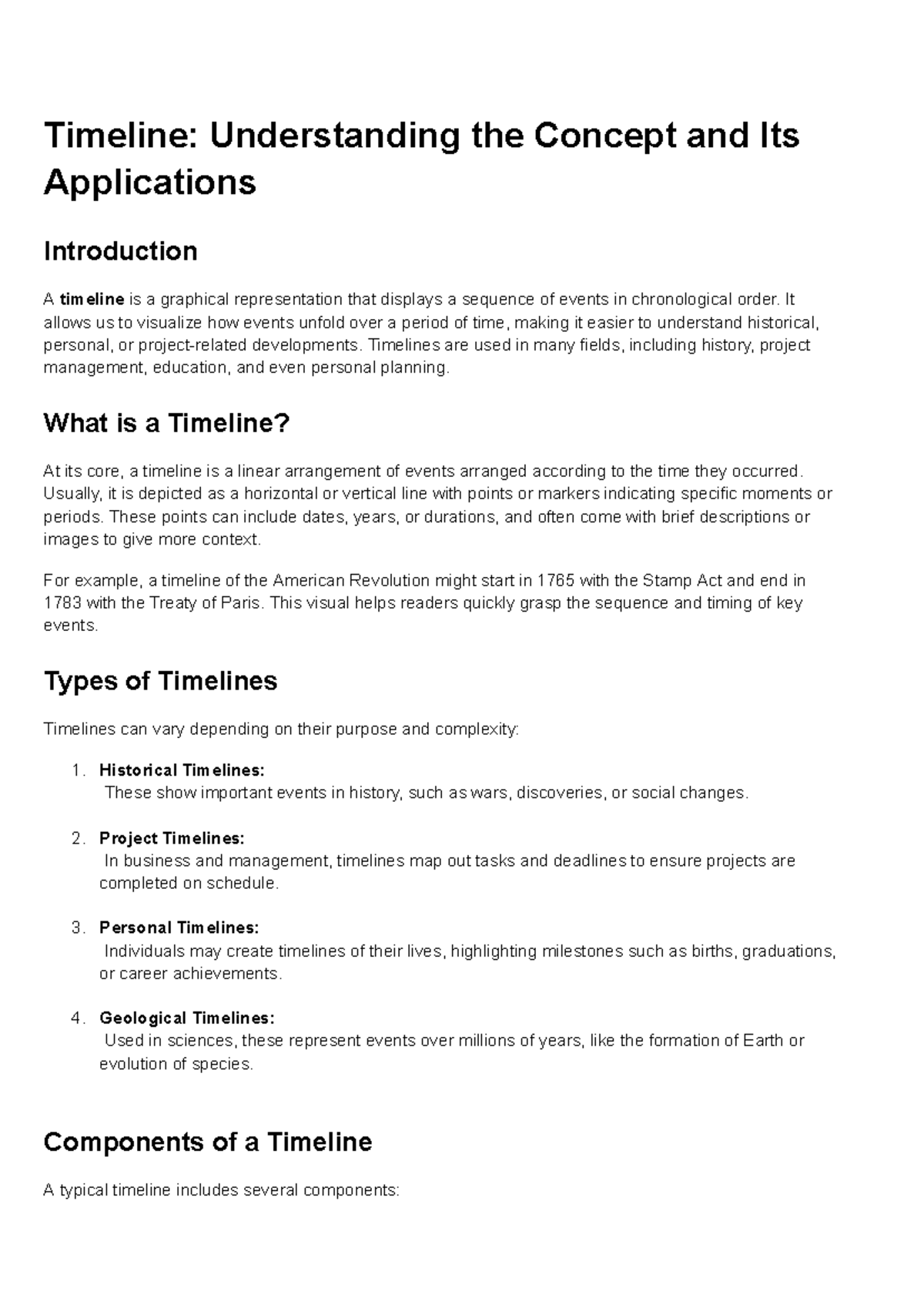 Timeline: Understanding Timelines and Their Applications in Various ...
