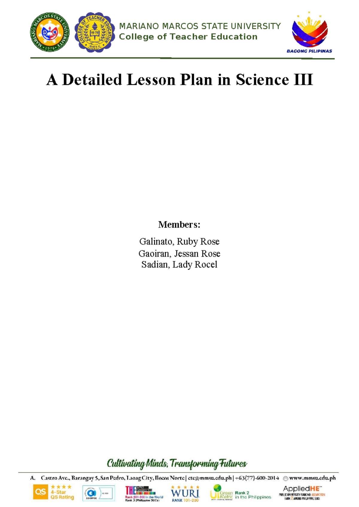 LP- Science - Detailed Lesson Plan on Material Safety for Grade 3 - Studocu