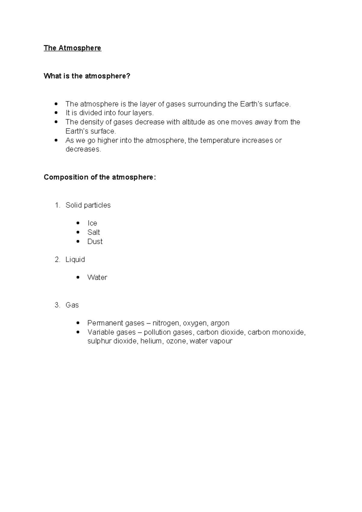 Term 1 Climatology Notes: Understanding the Atmosphere and Climate ...